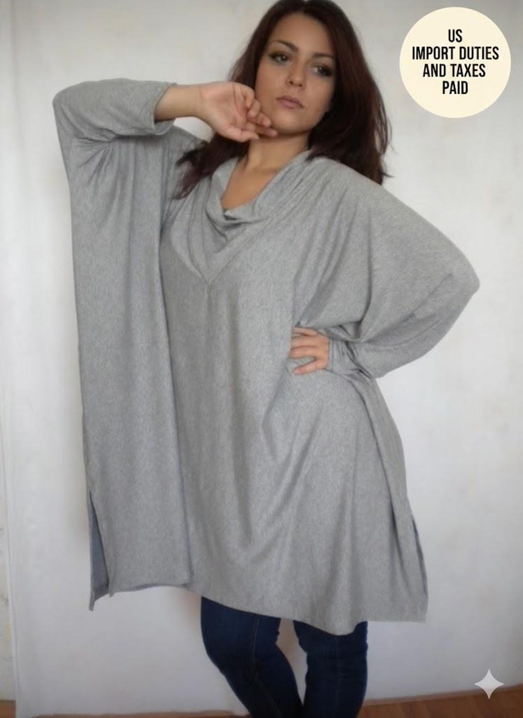 Plus Size Tunic, Oversized Sweater Dress, Long Sleeve Boxy Top ...