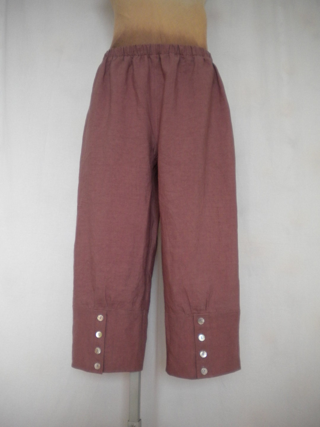 Linen Pant Bloomers, Wide Leg Cuff Knickers, Loose Fitting Lagenlook ...