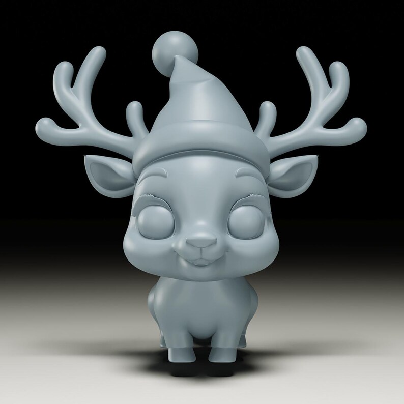 Christmas Reindeer STL 3D Print File, Cute Holiday Deer With Santa Hat ...