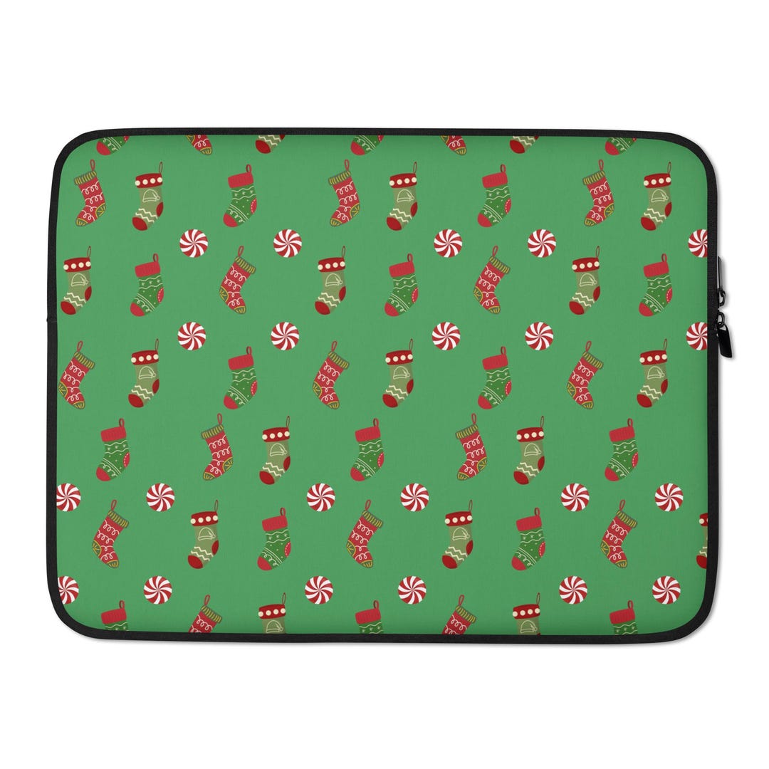 Christmas Stocking Print Laptop Sleeve, Cute Holiday Laptop Case ...