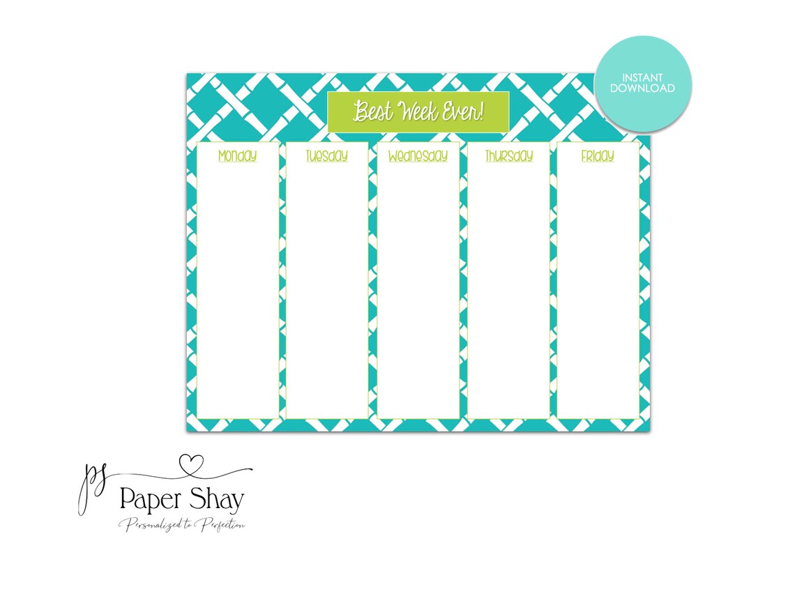 Weekly Planner Printable, Desktop Planner, Student Planner, 8.5 by 11 ...