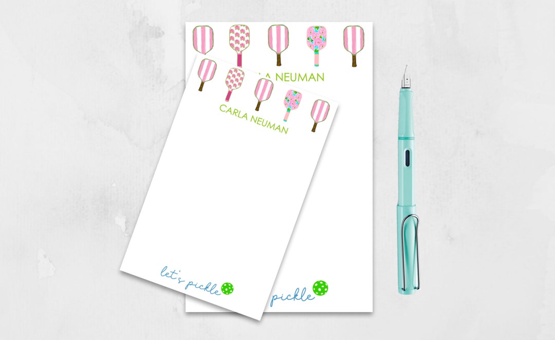 Personalized Pickleball Notepad With Striped and Floral Paddles, Custom ...