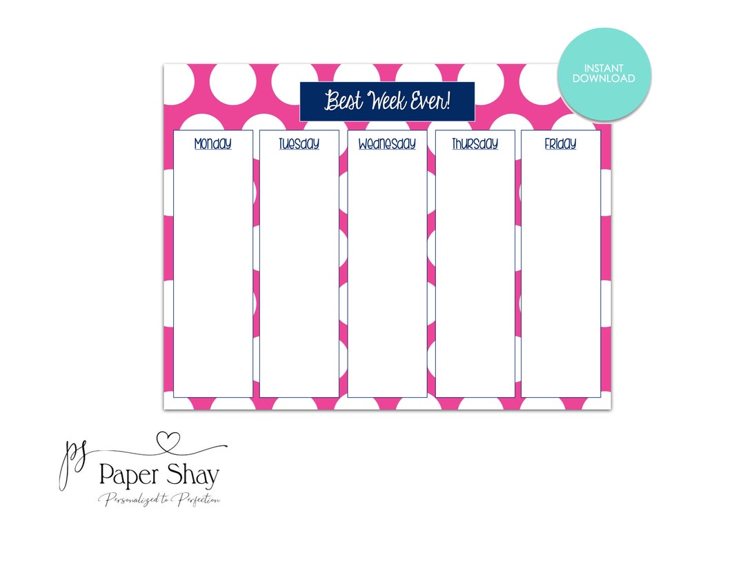 Weekly Planner Printable, Desktop Planner, Student Planner, 8.5 by 11 ...