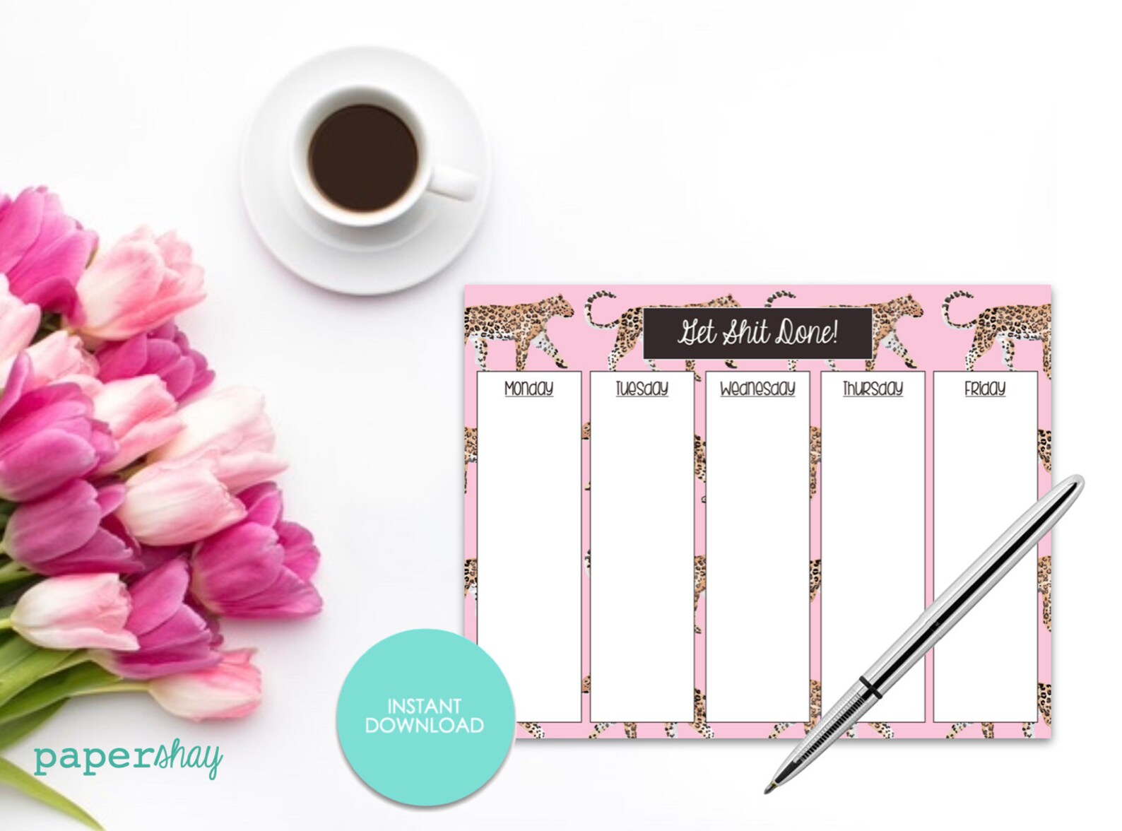 Weekly Planner Printable, Desktop Planner, Student Planner, Leopard - Etsy