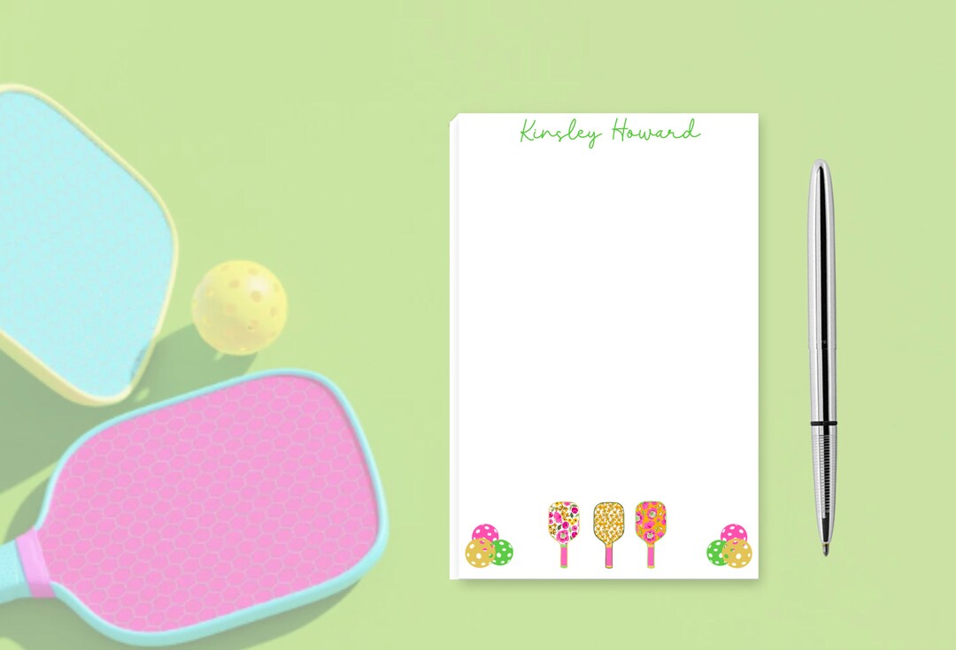 Custom Pickleball Notepad: Feminine Sports Stationery, Monogrammed Memo ...