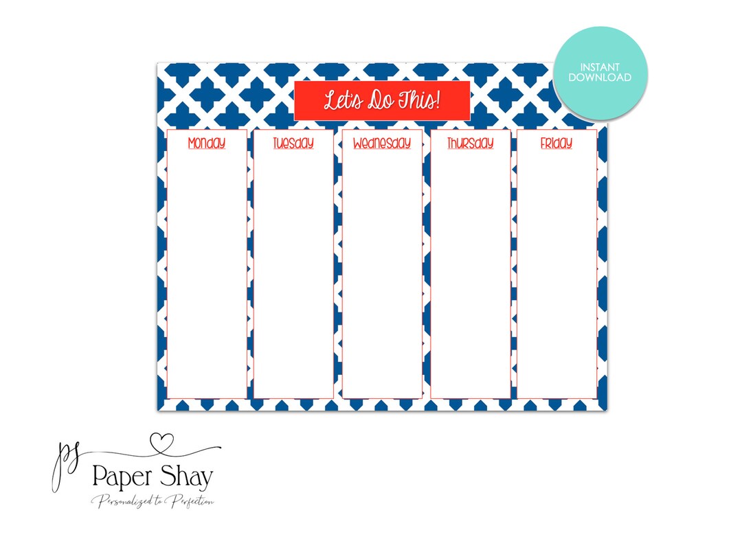 Weekly Planner Printable, Desktop Planner, Student Planner, 8.5 by 11 ...