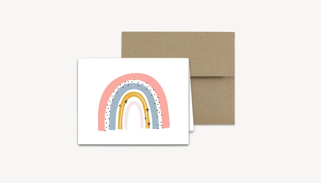 Rainbow Card Set. Watercolor Note Set. Note Cards. Blank Cards. Folded ...