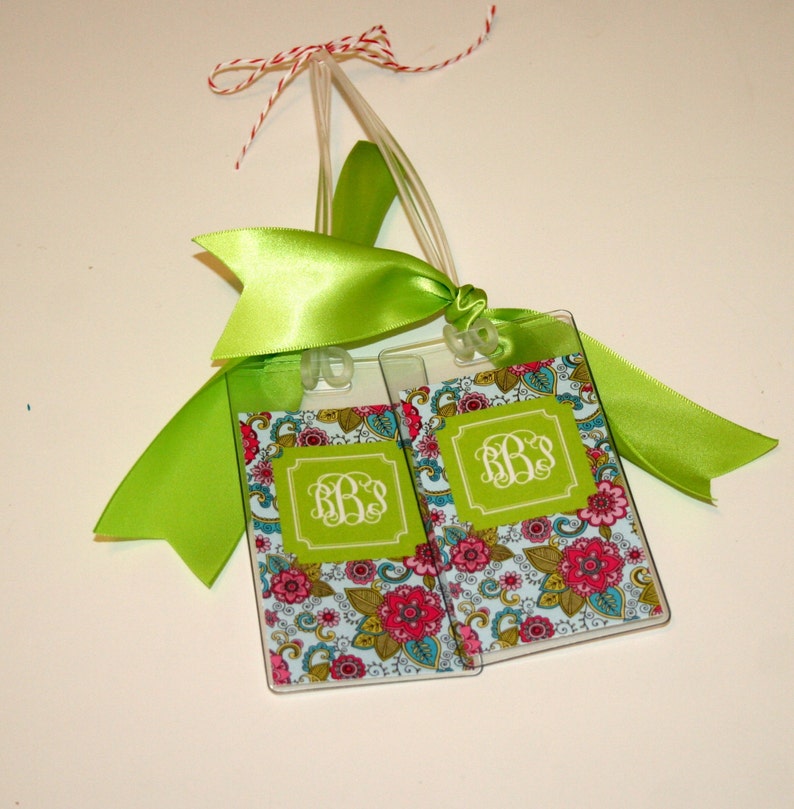 Set of 2 Monogram Luggage Tags Personalized Bag Tags | Etsy