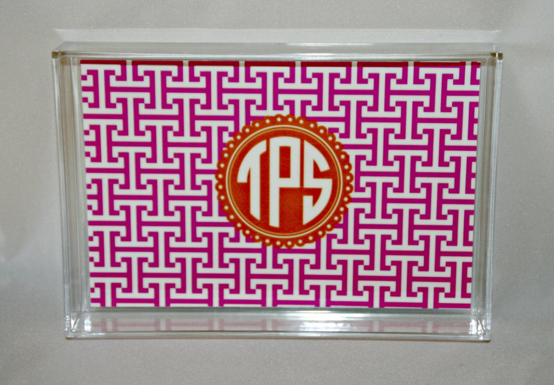 Monogram Vanity Tray, Personalized Acrylic Tray, Small Office Catchall ...