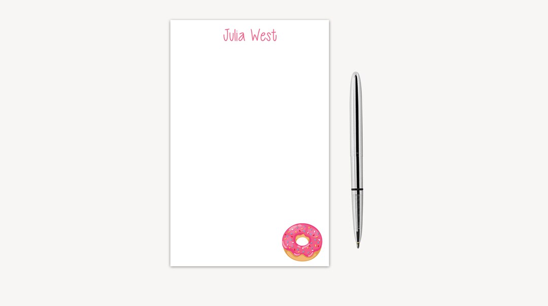 DONUT NOTEPAD With Name, Personalized Notepad for Thank You Notes, Kids ...