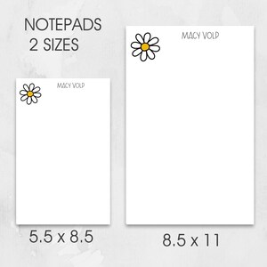 Personalized NOTEPAD With Name, Daisy Memo Pad Thank You Notes Kids ...