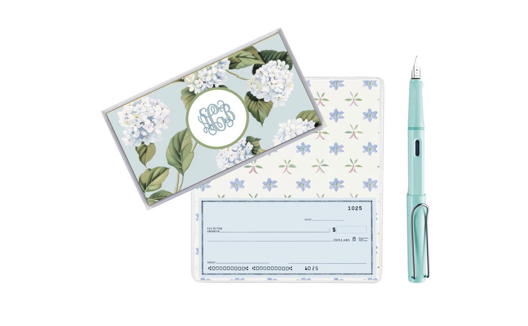 Personalized Checkbook Cover | Monogrammed Hydrangea Checkbook Holder ...
