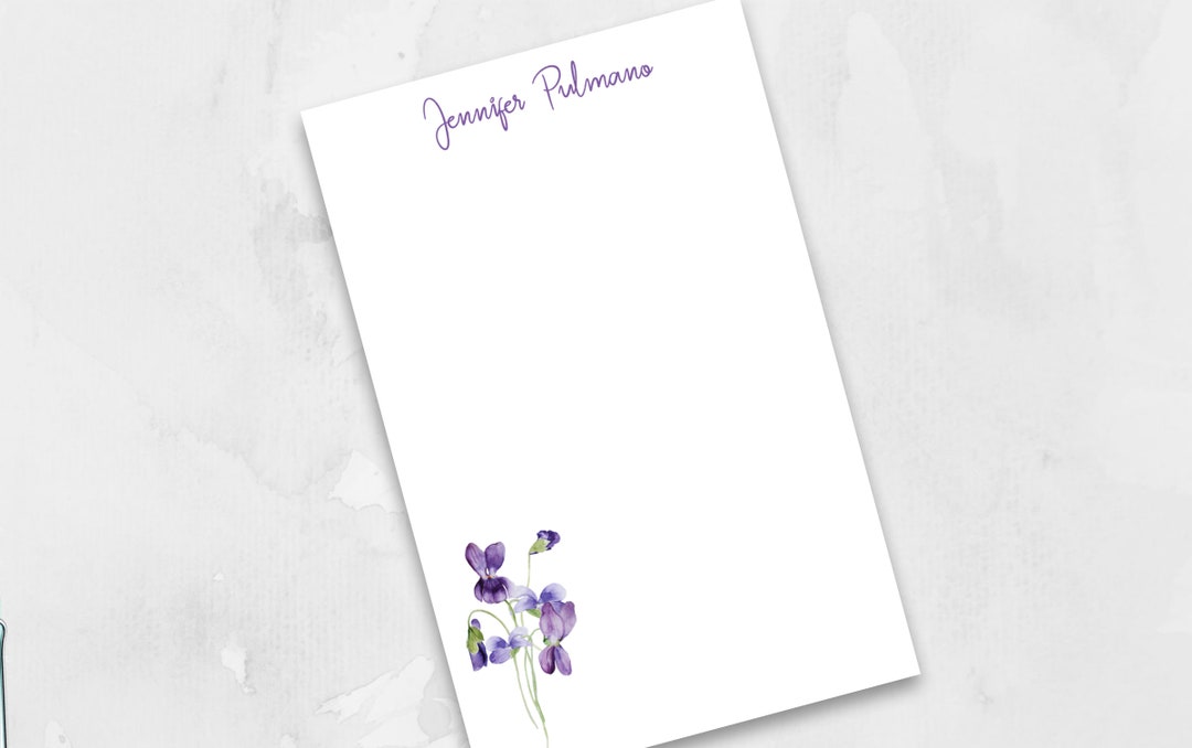 Violets NOTEPAD, Monogram Notepad for Letter Writing, Botanical Notepad ...