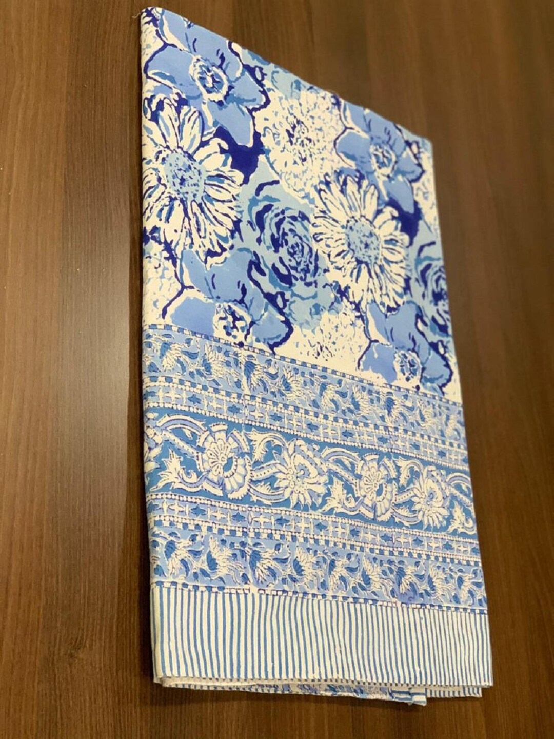 Indian Hand Made Block Printed Blue Floral Printed Bedding Bedspread ...