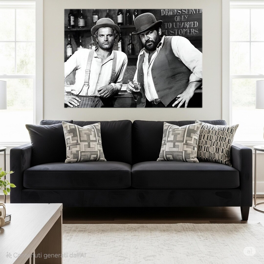 Custom Canvas Print of Bud Spencer at the Bar - Trinity Painting Effect ...
