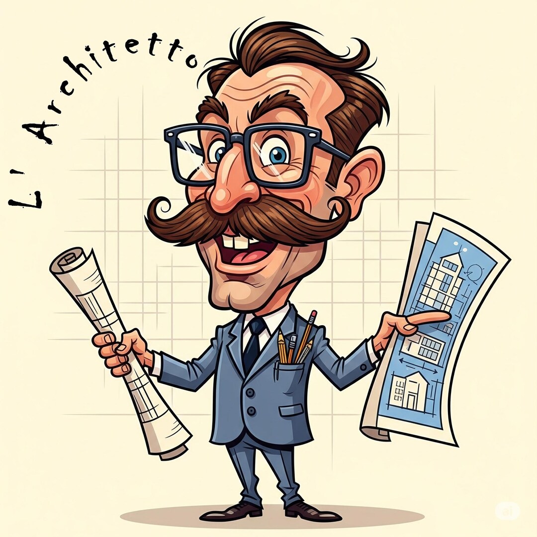 Architect Caricature Painting – Original Sketch on Canvas ...