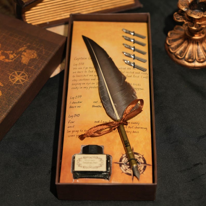 Custom Quill Pen Set, Vintage Quill Pen, Personalized Handwriting ...