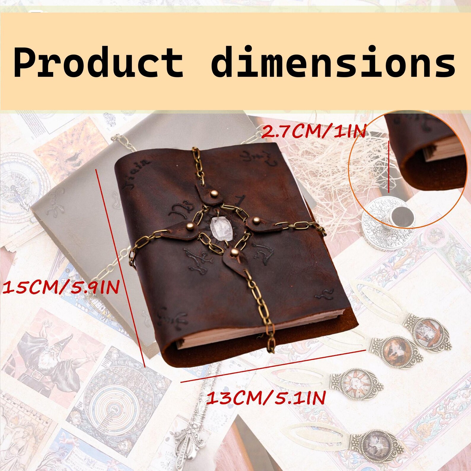 Personalized Leather Magic Book, Vintage Chain Notebook Set, Magical ...