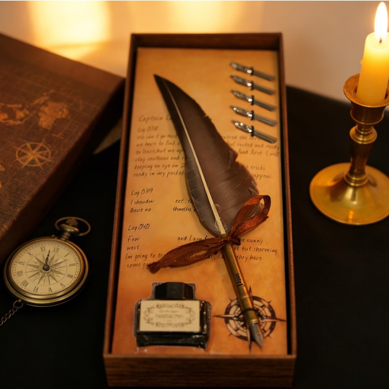 Custom Quill Pen Set, Vintage Quill Pen, Personalized Handwriting ...