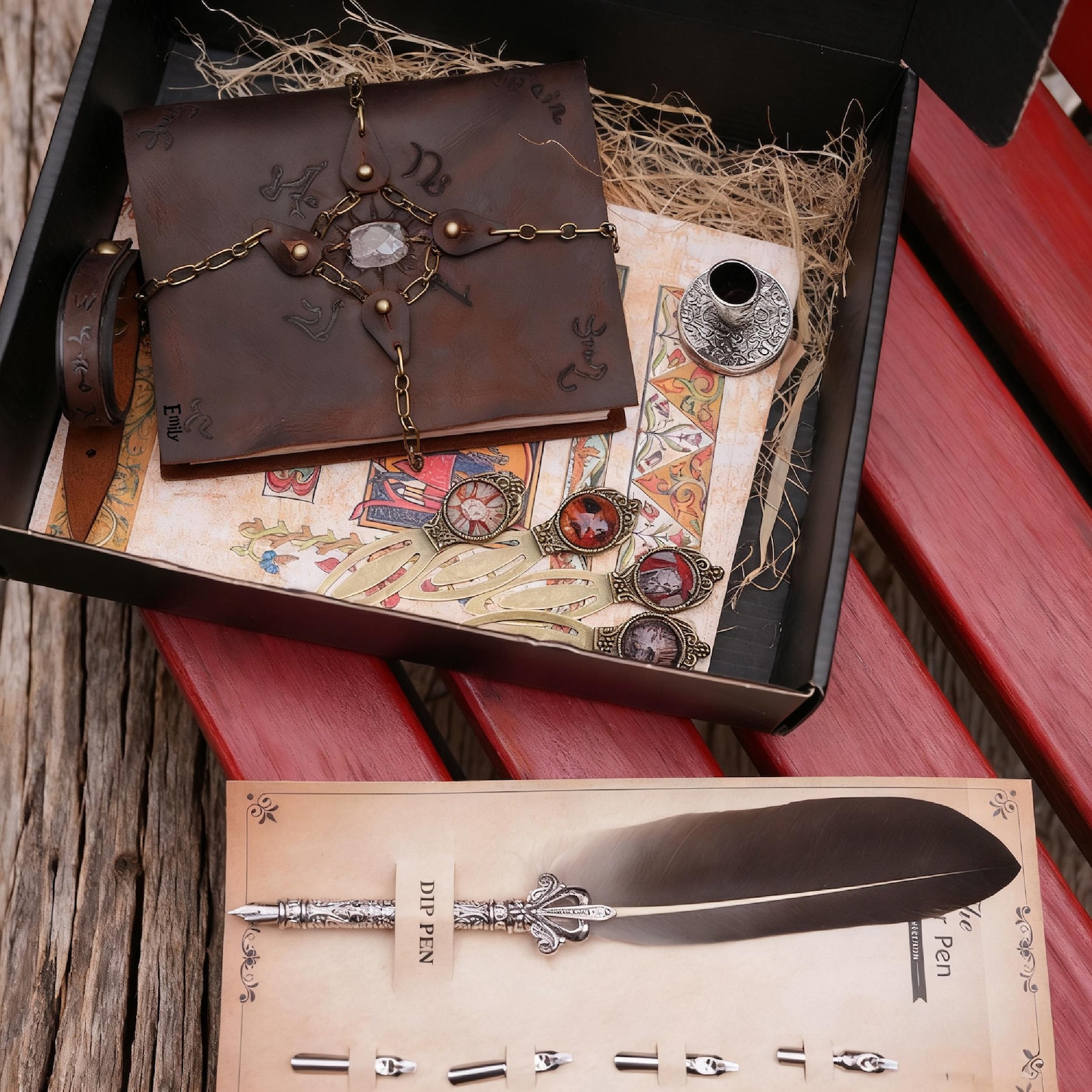 Personalized Leather Magic Book, Vintage Chain Notebook Set, Magical ...