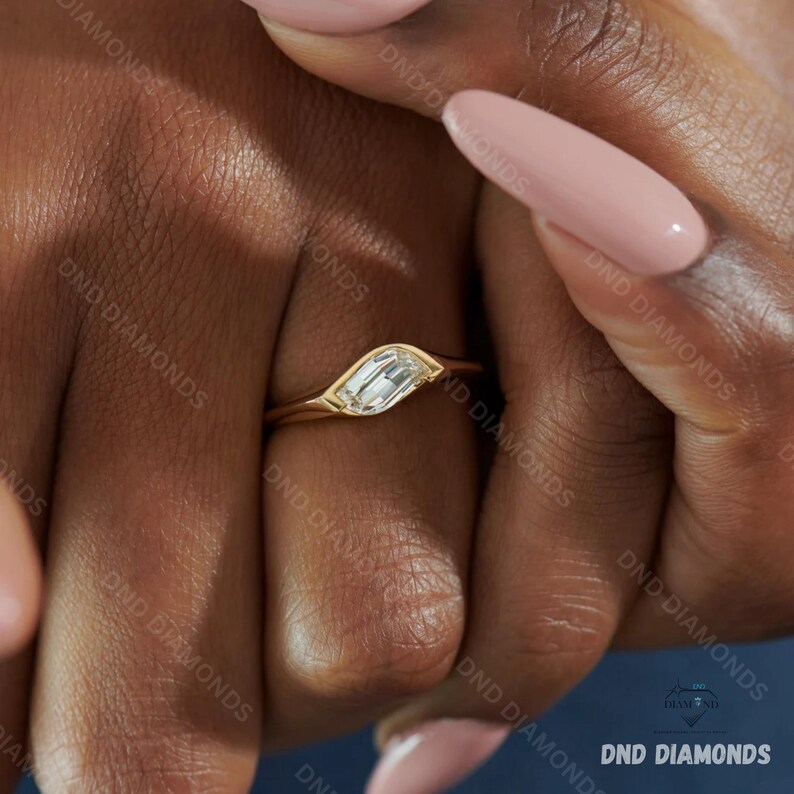 Half Moon Baguette Step Cut Lab Grown Diamond | Unique Fancy Shape ...