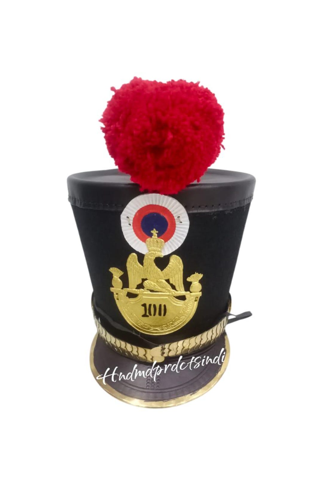 Handmade Leather & Brass French Napoleonic Shako Helmet Eagle Emblem ...