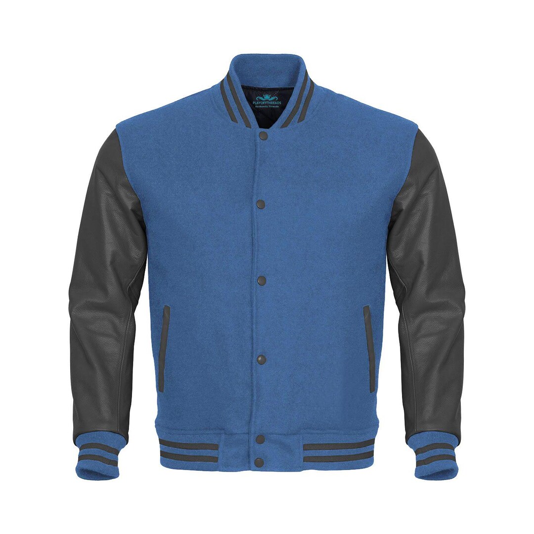 Varsity Jacket Navy Blue Satin Jacket Letterman Jacket Baseball Jacket ...