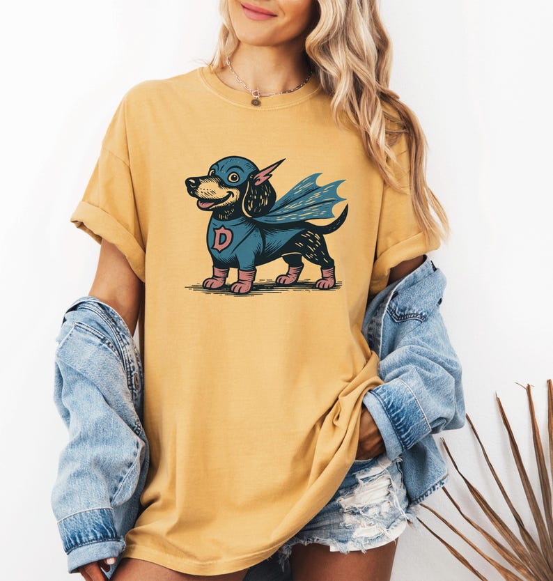 Superhero Dachshund Shirt, Funny Comic Wiener Dog Tee, Fast Flash Dog ...