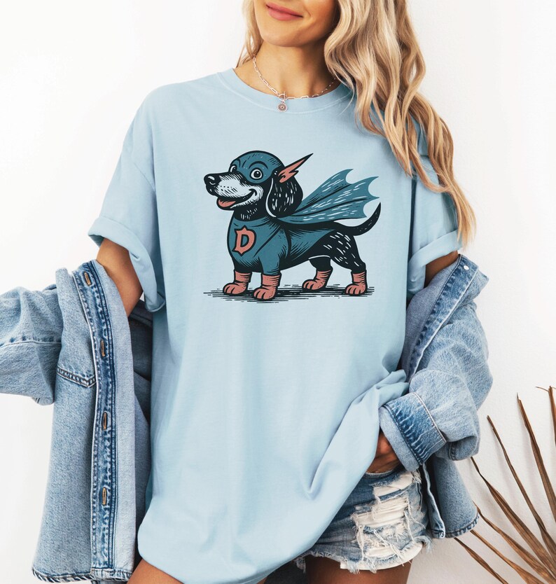 Superhero Dachshund Shirt, Funny Comic Wiener Dog Tee, Fast Flash Dog ...