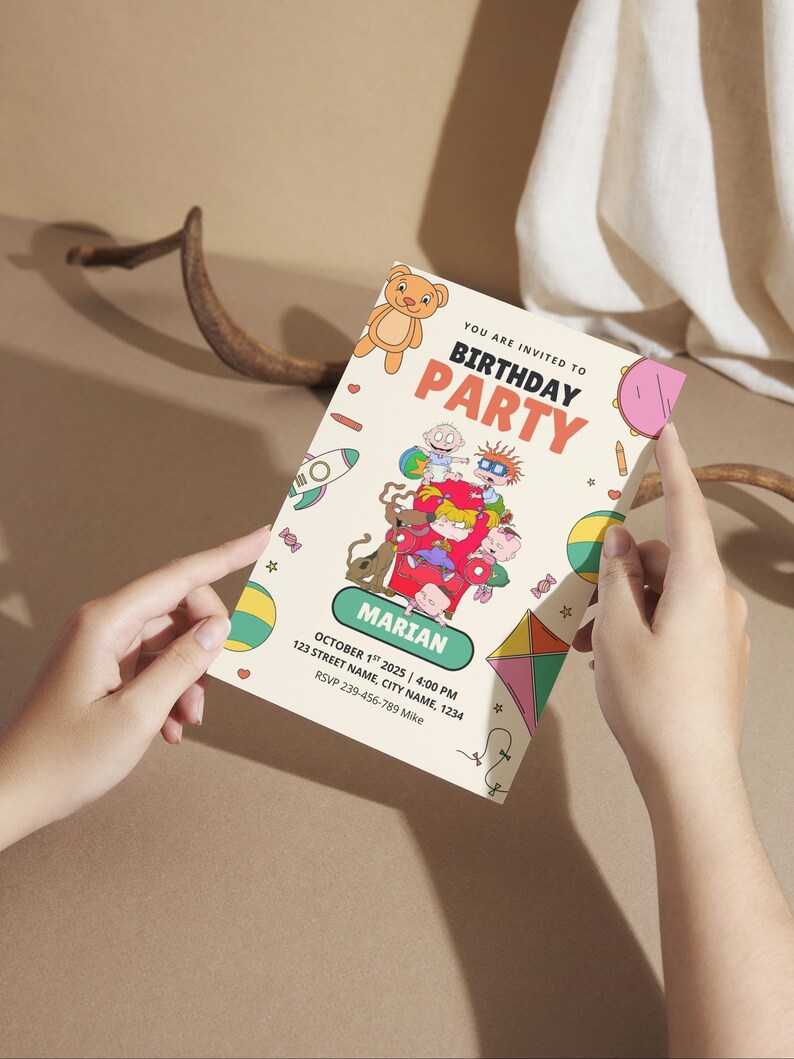 Rugrats Birthday Invitation: 90s Theme, Digital Template (5x7 Inches ...