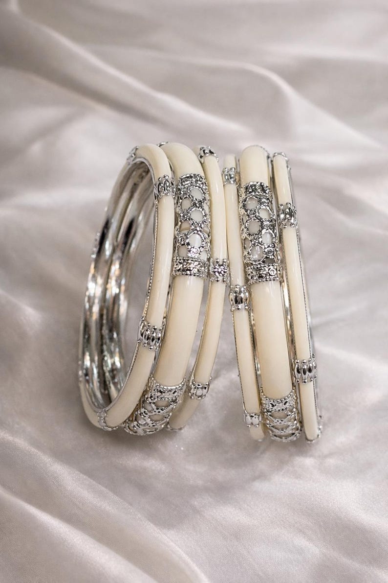 Traditional Ivory White Bangles Set - Etsy