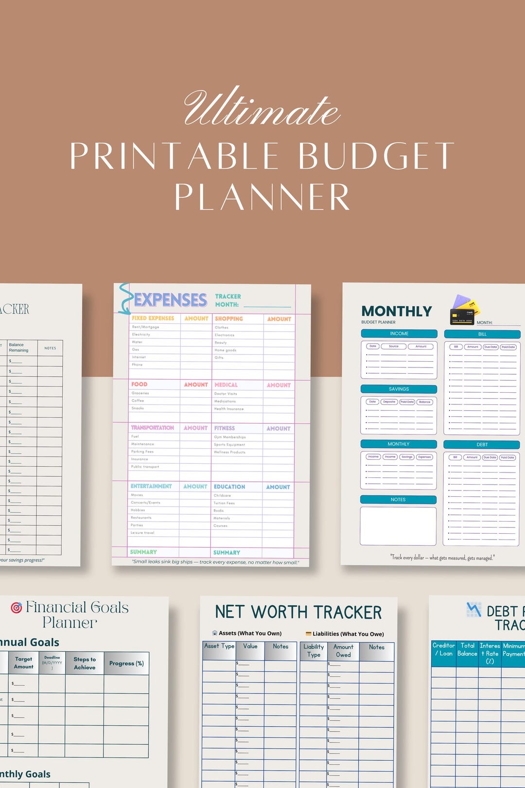 Printable Budget Planner | Monthly Finance Tracker | Income Expense ...