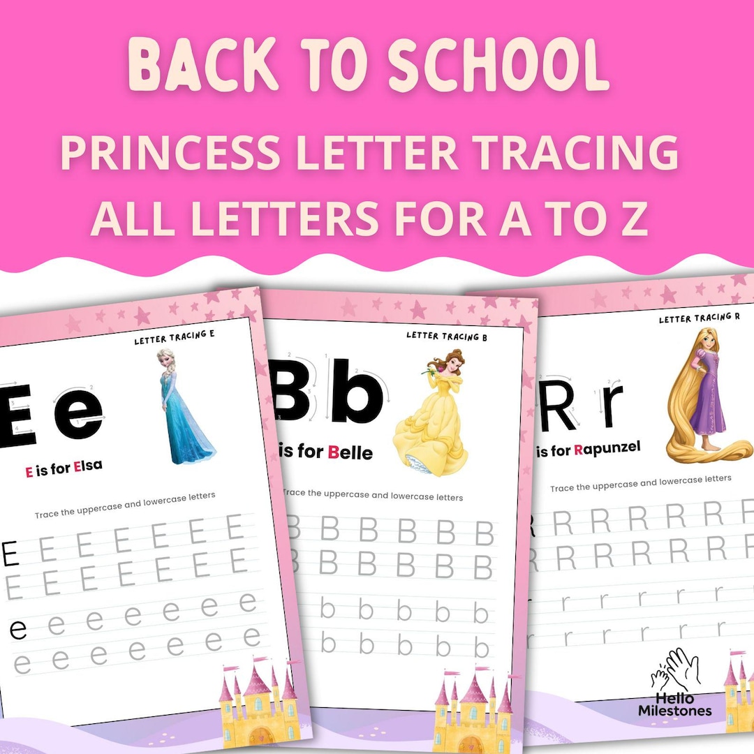 Princess Letter Tracing Worksheets: ABC Printable Practice (PDF ...