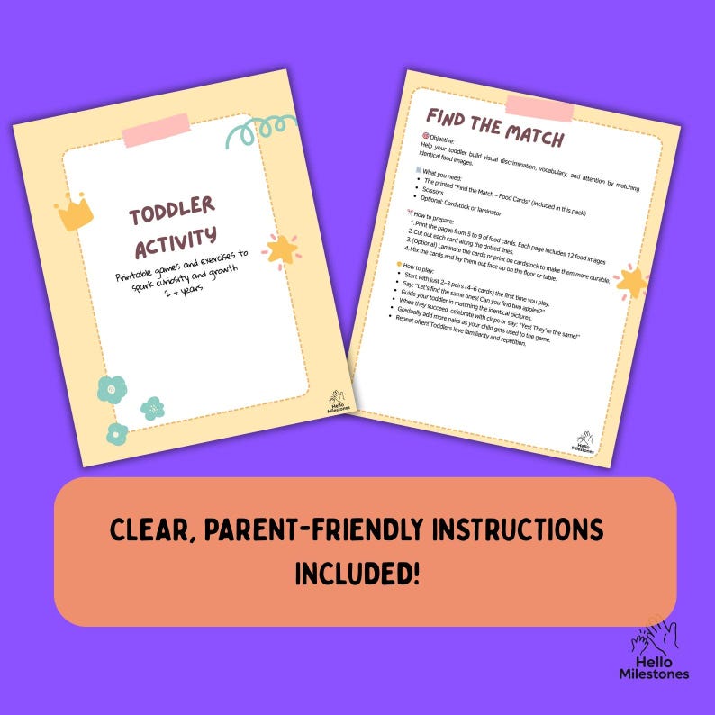 Find the Match Printable Game for Toddlers | Cognitive Games for ...