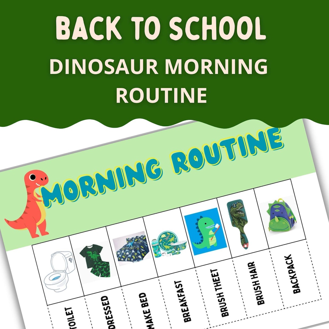 Dinosaur Morning Routine Chart: Visual Schedule for Kids (PDF Printable ...