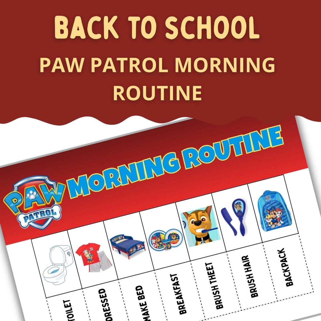 Paw Patrol Morning Routine Chart: Visual Schedule for Kids (PDF ...
