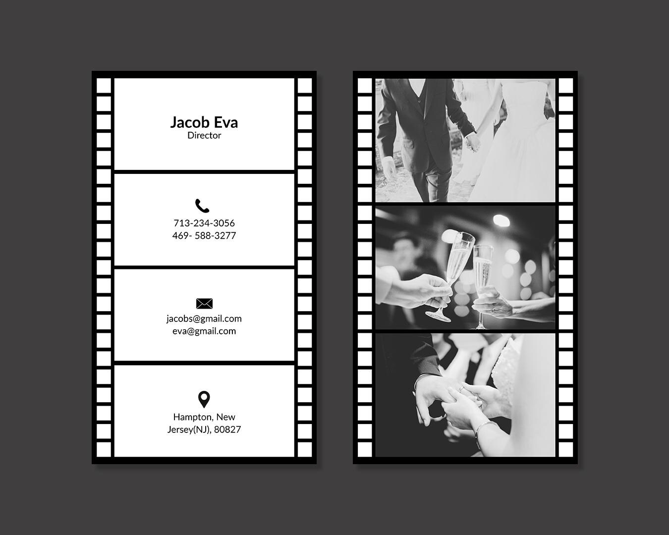 Cinematic Film Strip Photographer Business Card: Editable Template - Etsy