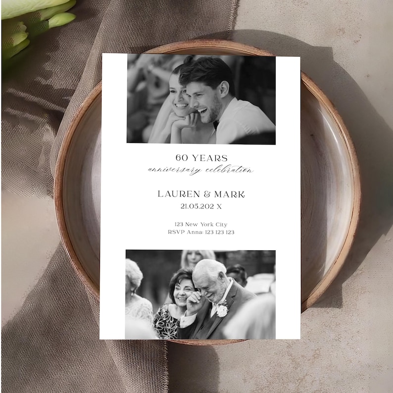 Modèle d'invitation pour 60e anniversaire de diamant, design photo ...