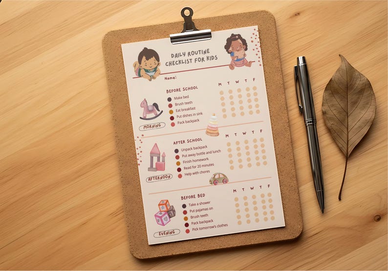 Daily Routine Checklist for Kids Printable | Morning, After School ...