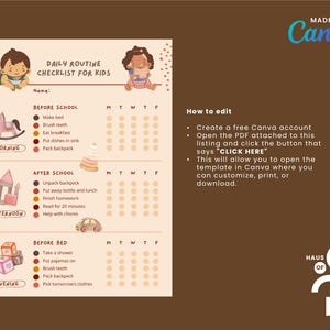 Kids Daily Routine Chart | Printable Checklist (morning, Bedtime, After ...