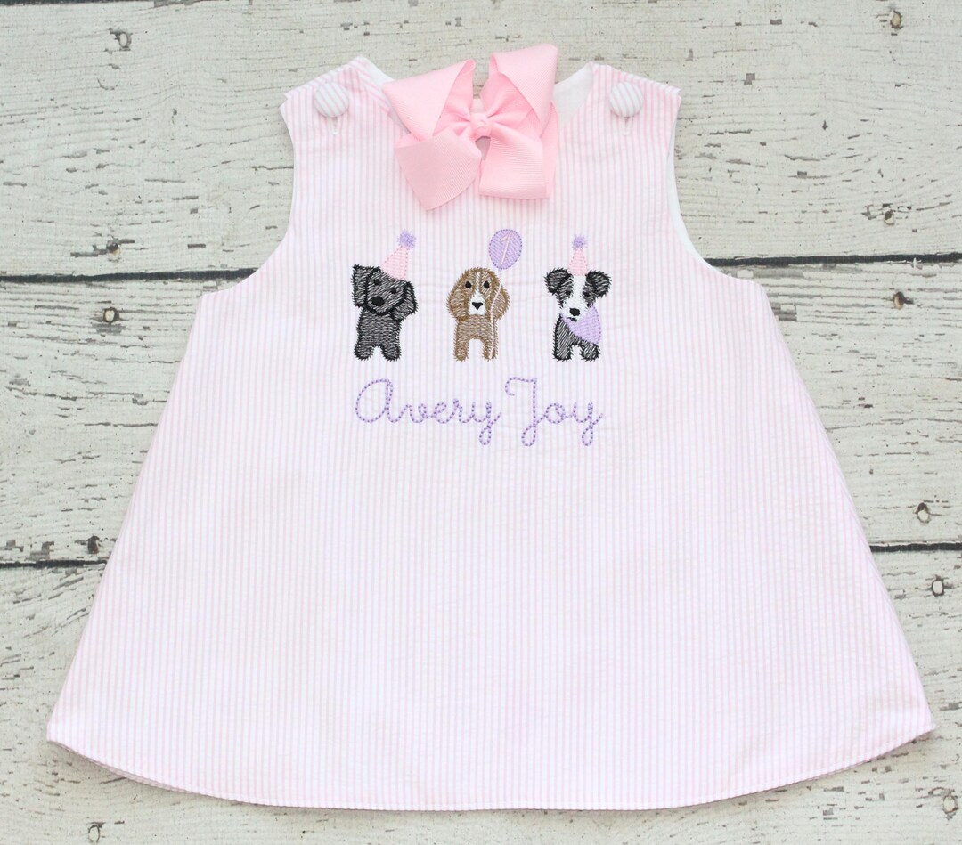 Monogrammed Pink Puppy Birthday Dress: Black Labrador Outfit - Etsy