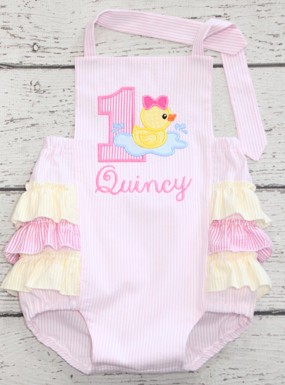 Monogrammed Rubber Ducky First Birthday Outfit, Duck Party Bubble - Etsy