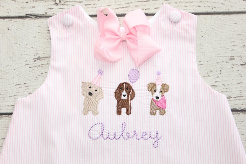 Monogrammed Puppy Birthday Dress: Pink Labrador Outfit - Etsy