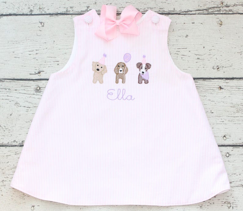 Monogrammed Puppy Birthday Dress: Pink Labrador Outfit - Etsy