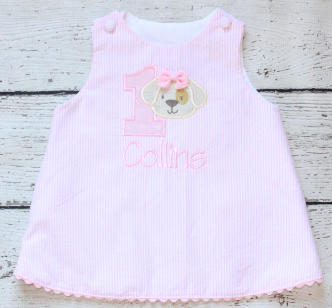 Monogrammed Puppy Birthday Dress: Pink Dog Party Outfit - Etsy