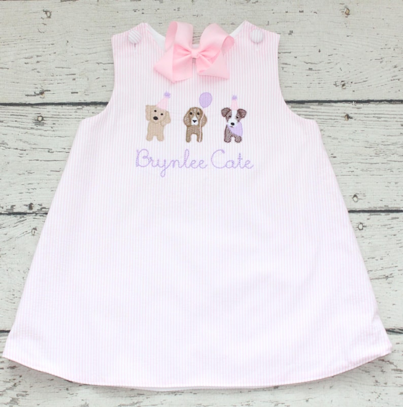 Monogrammed Puppy Birthday Dress: Pink Labrador Outfit - Etsy