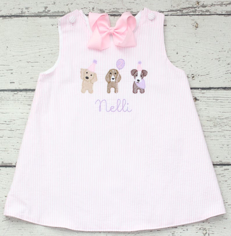 Monogrammed Puppy Birthday Dress: Pink Labrador Outfit - Etsy
