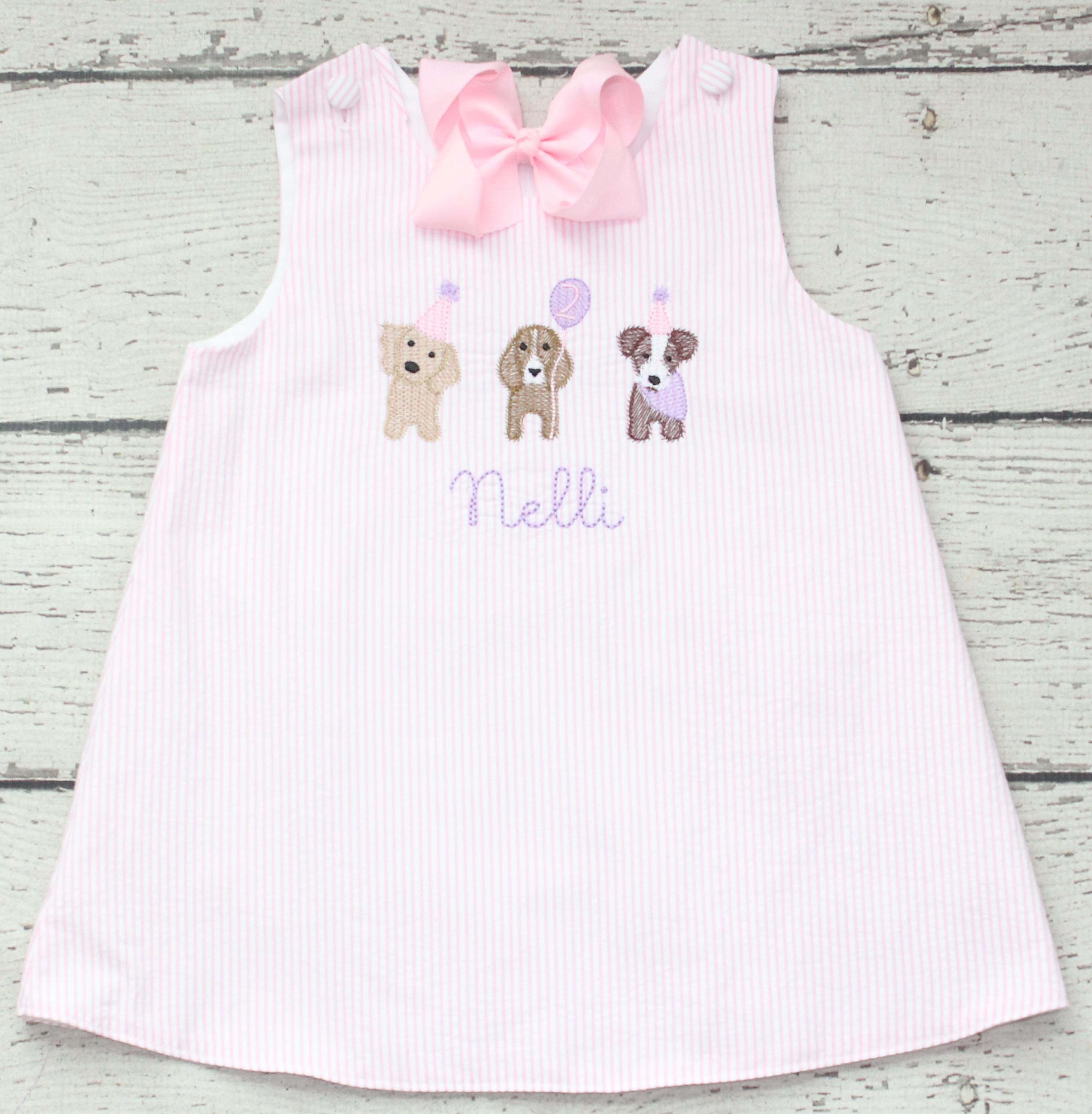 Monogrammed Puppy Birthday Dress: Pink Labrador Outfit - Etsy