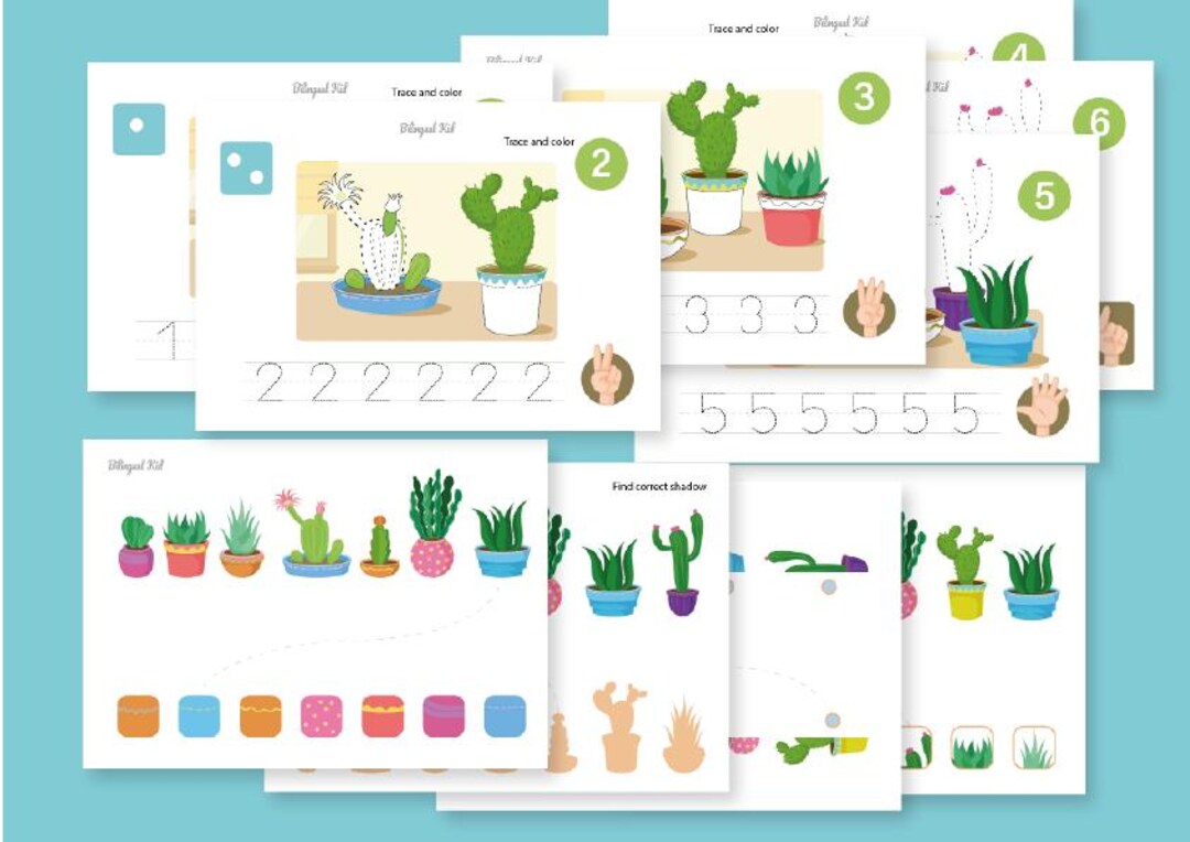 Cactus Preschool Busy Book | Tracing, Counting, Logic (PDF Pattern) - Etsy