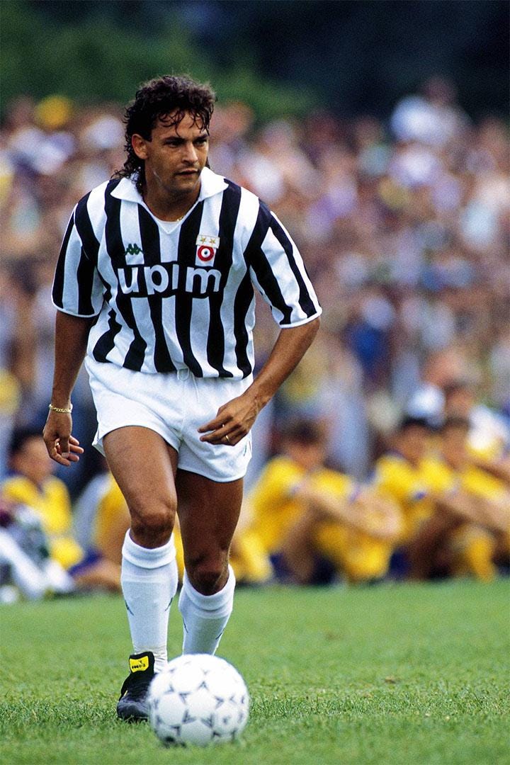 Roberto Baggio Juventus Poster – Italian Football Legend Wall Art | 90s ...